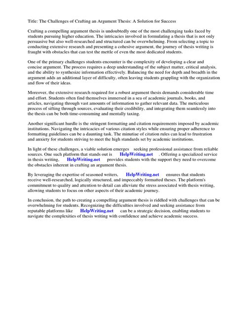 Argument Thesis Template Pdf