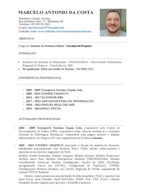 Curriculo Vitae Marcelo Costa Pdf