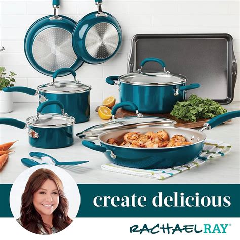 Pots And Pan Set Rachael Ray Create Delicious Aluminum Nonstick 13