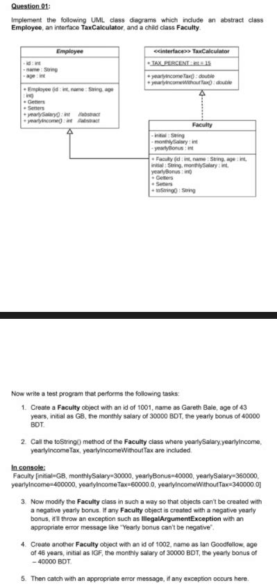 Question 01 Implement The Following Uml Class