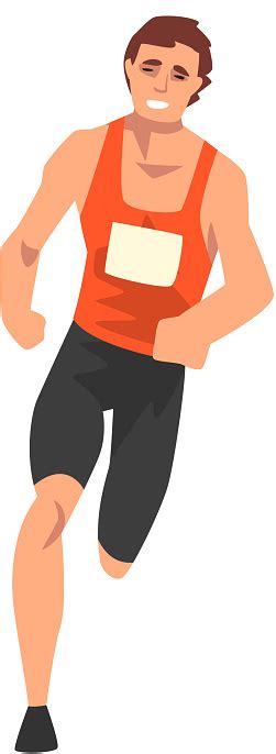 남자 선수 달리기 트랙 유니폼에 있는 스포츠맨 캐릭터 정면 보기 활동적인 스포츠 건강 한 생활 양식 벡터 일러스트 레이 션 남자에 대한 스톡 벡터 아트 및 기타 이미지