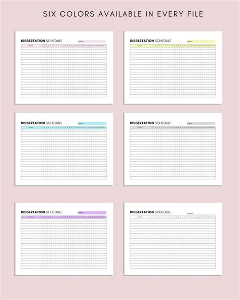 Dissertation Timeline Template Dissertation Work Plan Etsy UK