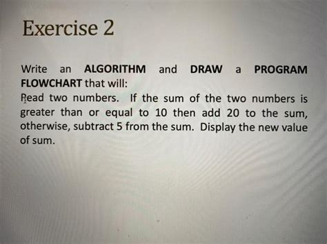 solved exercise 2 a write an algorithm and draw program