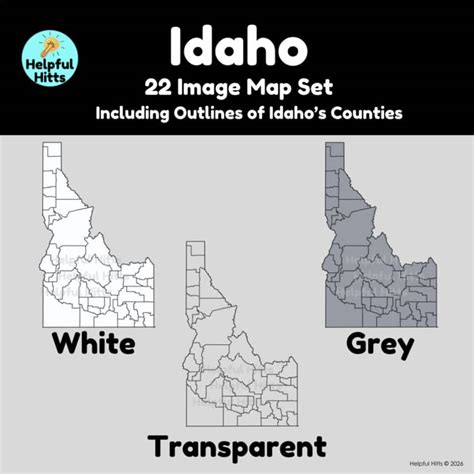 Idaho Map Set Clip Art With County And Us Outlines 22 Png Images