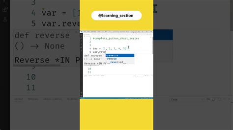 Reversing List Python Learning Section Youtube