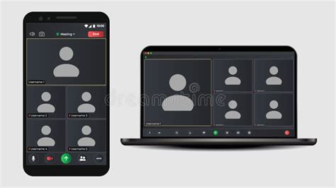 Video Conferencing User Interface Online Conference Meeting Stock Vector Illustration Of