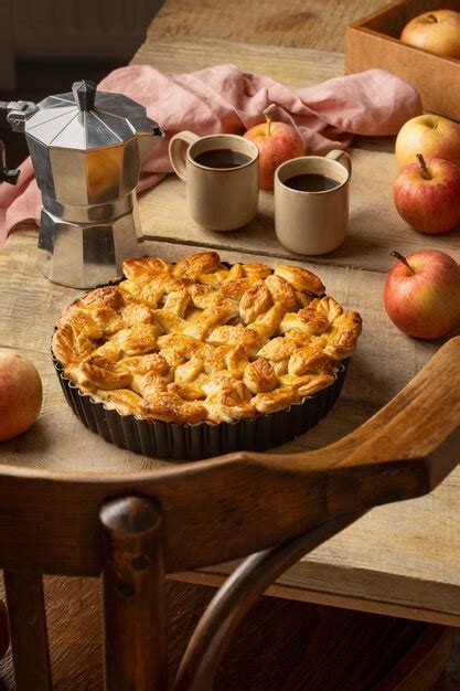 Free Photo High Angle Pie And Apples Arrangement