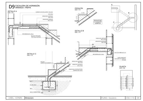 Detalles Constructivos Cad Escalera De Hormigón Armado De Dos Tramos