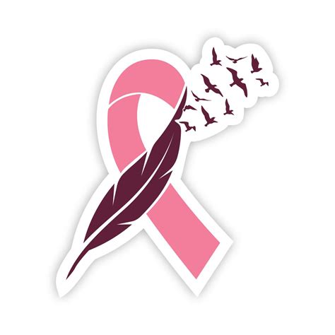 Pink Ribbon With Feather Breast Cancer Awareness Yard Sign Signway