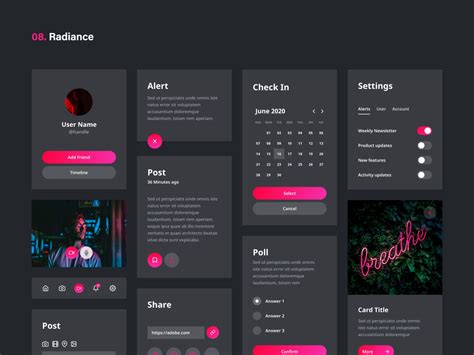 动态APP UI设计组件 xd源文件 UI设计素材网