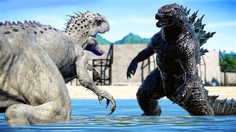 Godzilla Vs Indominus Rex In Jurassic World Jurassic World