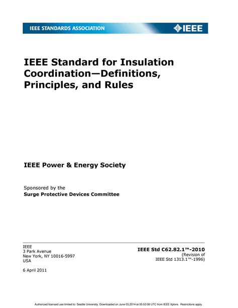 C62 82 1 2010 IEEE Standard For Insulation Coordination Definitions Principles And Rules