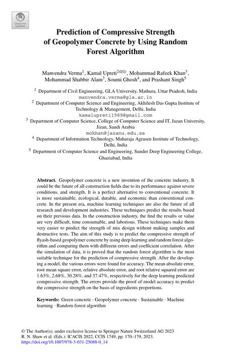 Pdf Prediction Of Compressive Strength Of Geopolymer Concrete By