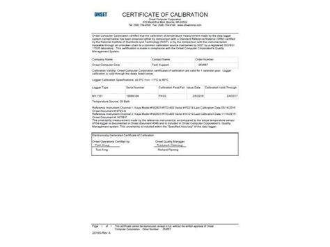 Setup Charge For Nist Traceable Certification Hoskin