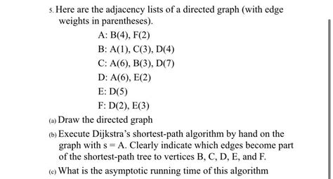 solved 5 here are the adjacency lists of a directed graph