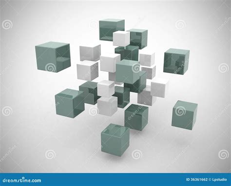 3d Abstract Geometric Shapes From Cubes Stock Illustration Illustration Of Contemporary
