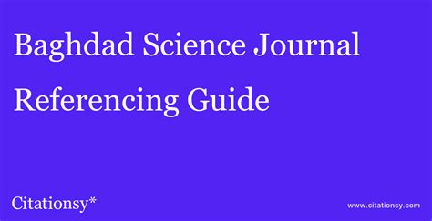 Baghdad Science Journal Referencing Guide · Baghdad Science Journal