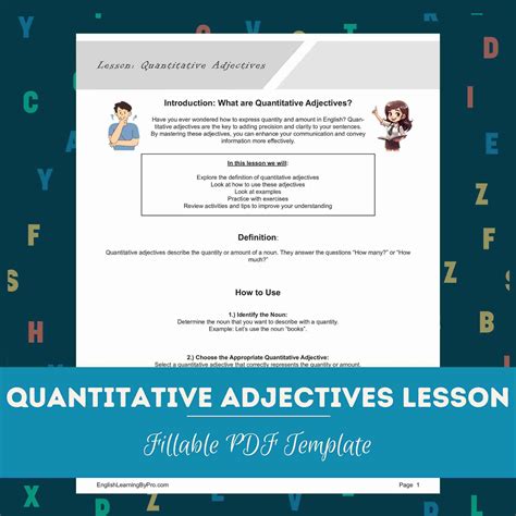 Quantitative Adjectives Lesson Editable Fillable Printable Pdf Englishlearningbypro