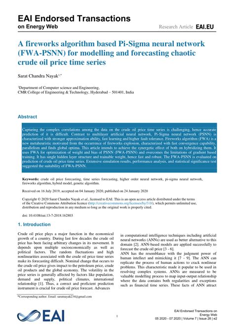 Pdf A Fireworks Algorithm Based Pi Sigma Neural Network Fwa Psnn For Modelling And