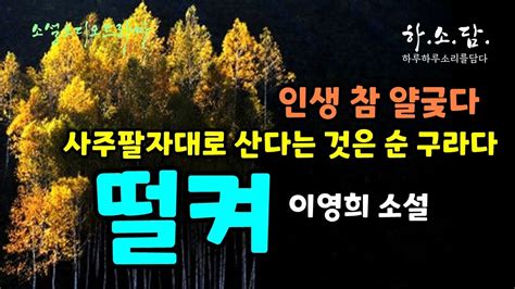 [따뜻하고 훈훈하다 ] 누가 이런 태생적 마이너리그의 설움을 알까 그게 내 탓인가 [떨켜 이영희] 소설읽어주는여자 하소담 Korean Novel 오디오드라마