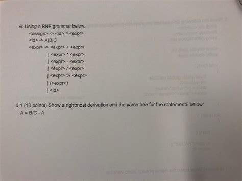 solved 6 using a bnf grammar below expr → abic