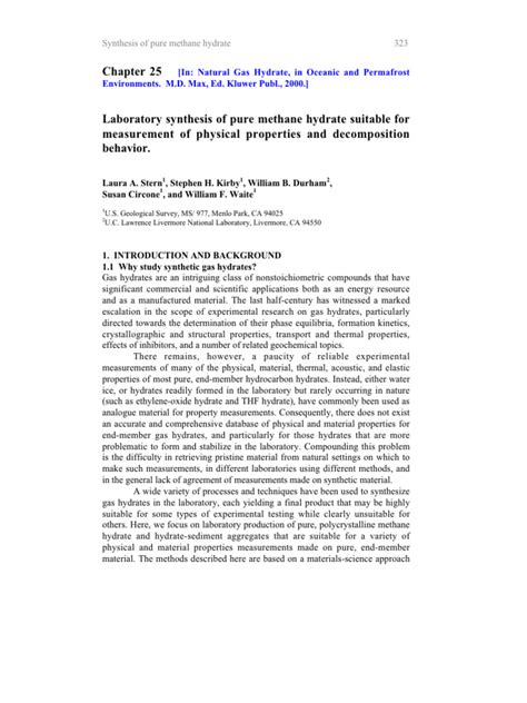 Laboratorysynthesisofpuremethanehydratesuitableformeasurementofphysicalpropertiesand