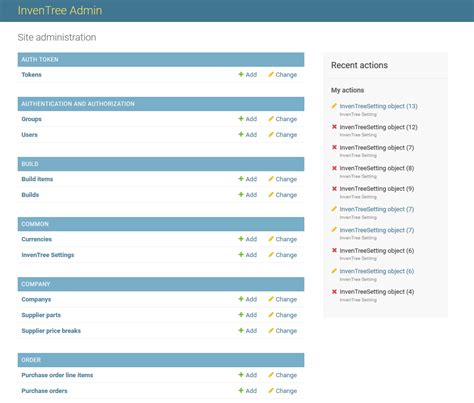 InvenTree Admin Interfaces InvenTree Documentation