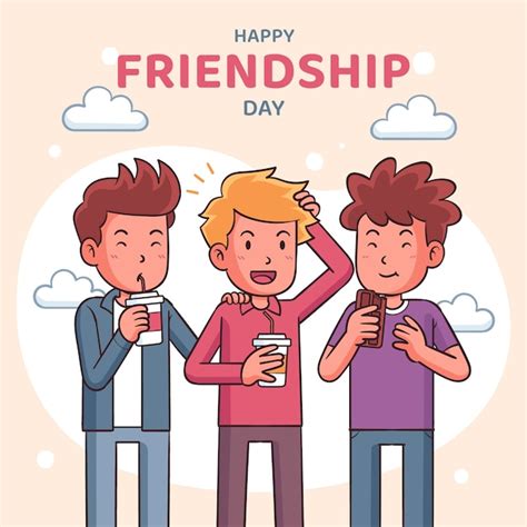 국제 우정의 날 축하를 위해 손으로 그린 그림 무료 벡터