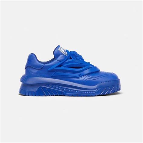 Versace Unisex Odissea Sneakers Are Set On Rubber Soles With Perforated Toe Caps Blue