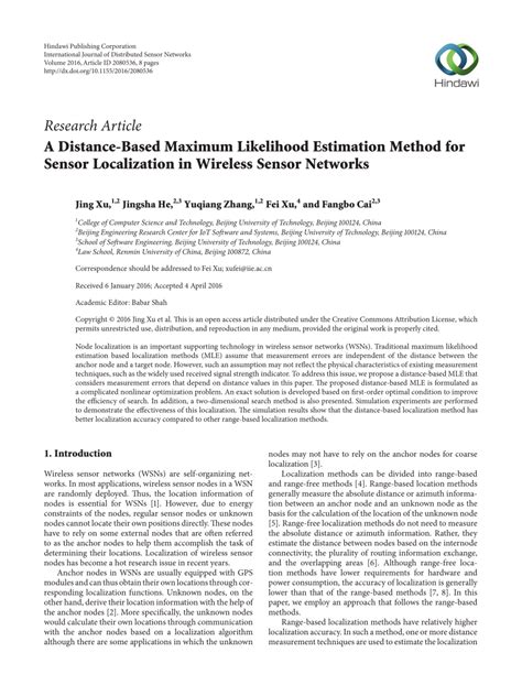 pdf a distance based maximum likelihood estimation method for sensor