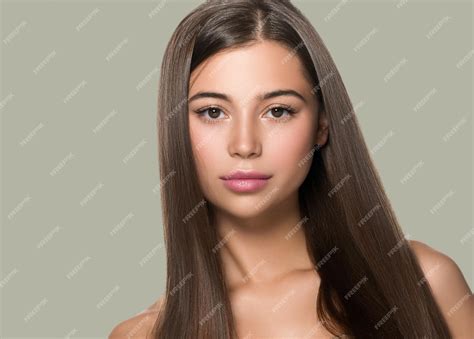 Premium Photo Smooth Hair Woman Long Hair Beauty Girl With Pink Lips