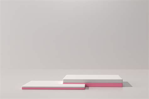 3d 그림 모형 연단 흰색 배경에 대한 제품 또는 광고를위한 기하학적 추상적 인 구성 최소 3d 일러스트레이션은 스톡 사진을 렌더링합니다 Fashion Show에 대한 스톡