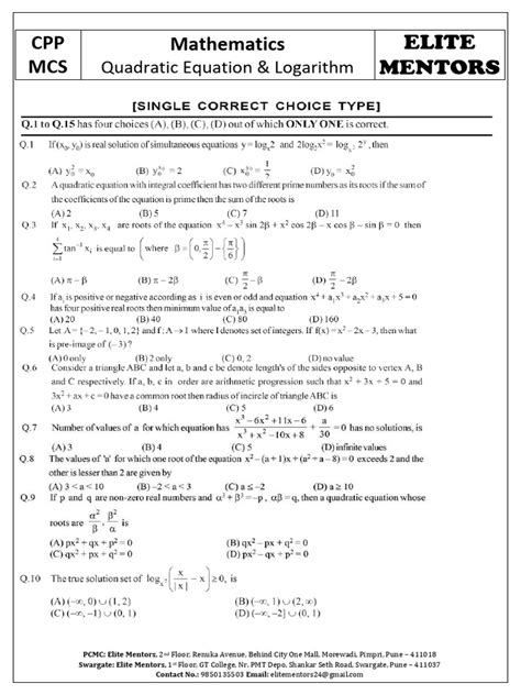 Cpp Quadratic Equation And Logarithm Pdf