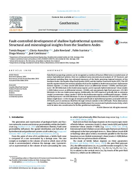 Pdf Fault Controlled Development Of Shallow Hydrothermal Systems Structural And Mineralogical