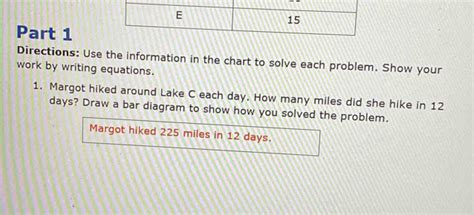 part 1 directions use the information in the chart to solve each