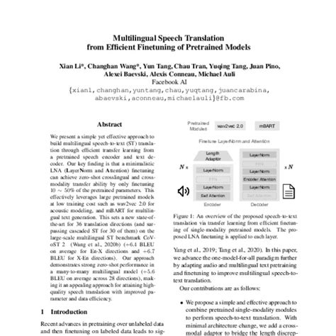 Multilingual Speech Translation From Efficient Finetuning Of Pretrained Models Acl Anthology