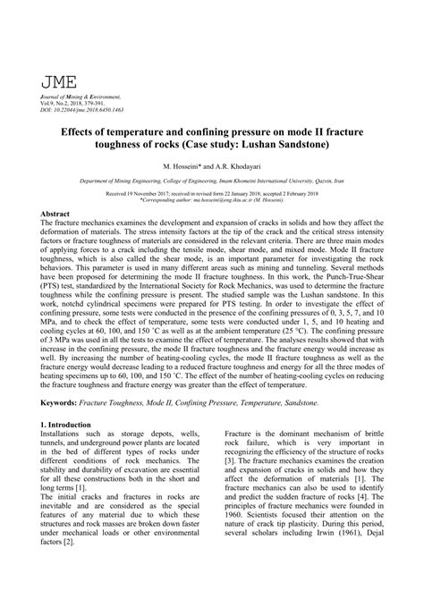 Pdf Effects Of Temperature And Confining Pressure On Mode Ii Fracture Toughness Of Rocks Case