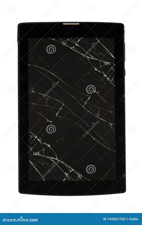 Tablet Pc With Broken Screen Cracked Tablet Glasbruch Isolated On White Background Stock