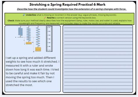 Gcse Physics 2 Required Practical Stretching A Spring 6 Mark Exam