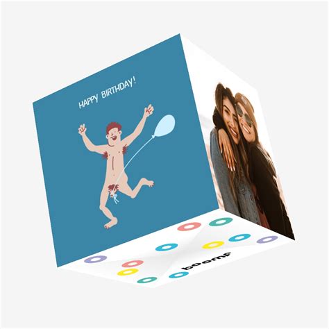 Happy Birthday Naked Guy With Balloon Confetti Exploding Greetings Car Boomf