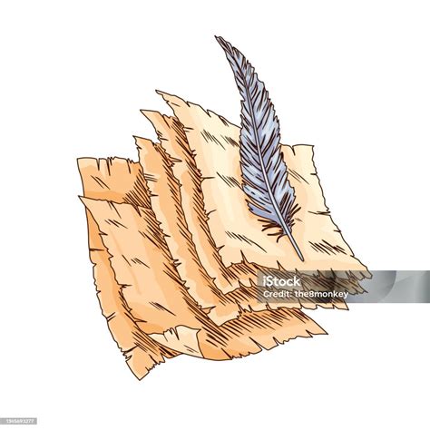 오래된 책 빈티지 골동품 퀼과 벡터 오래된 스크롤 종이 고대 양피지 시 작품이나 교육을 위한 복고풍 글쓰기 문구 시 문학에 대한 스톡 벡터 아트 및 기타 이미지 Istock