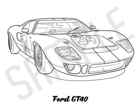 Ford Gt40 Coolest Car Adult Coloring Page Printable Coloring Pages