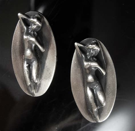 Art Deco Erotic Cufflinks Sterling Vintage Tantra Silver Mens Etsy