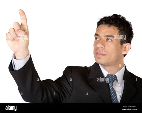 Business Man Pointing At Screen Stock Photo Alamy