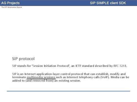 AG Projects SIP SIMPLE Client SDK The SIP