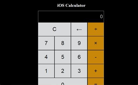 ios calculator app using html css and javascript with source code