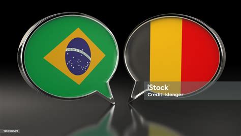 브라질 및 벨기에 연설 거품으로 플래그 3d 일러스트레이션 0명에 대한 스톡 사진 및 기타 이미지 0명 3차원 형태 개념