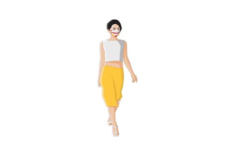 Premium Vector Vector Illustration Of Casual Women Posing With Mask