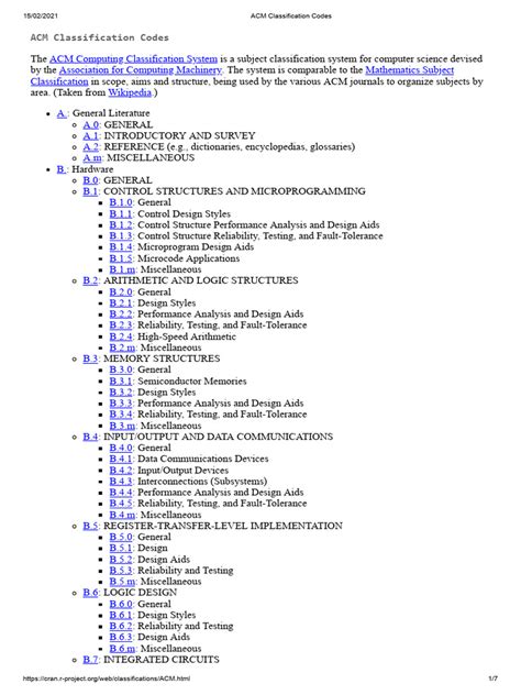 Acm Classification Codes Pdf