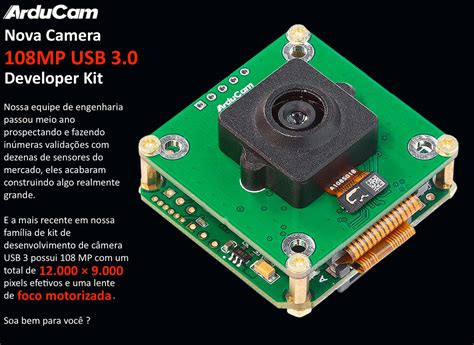 Arducam Camera 108mp Usb 30 Sensor Sony Imx477 Foco Motorizado Compatível Com Todas Plataformas